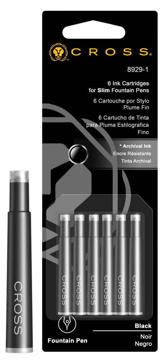 Cross 8929 1 Repuesto para Pluma Fuente, Blister de 6 Piezas, Negro ...