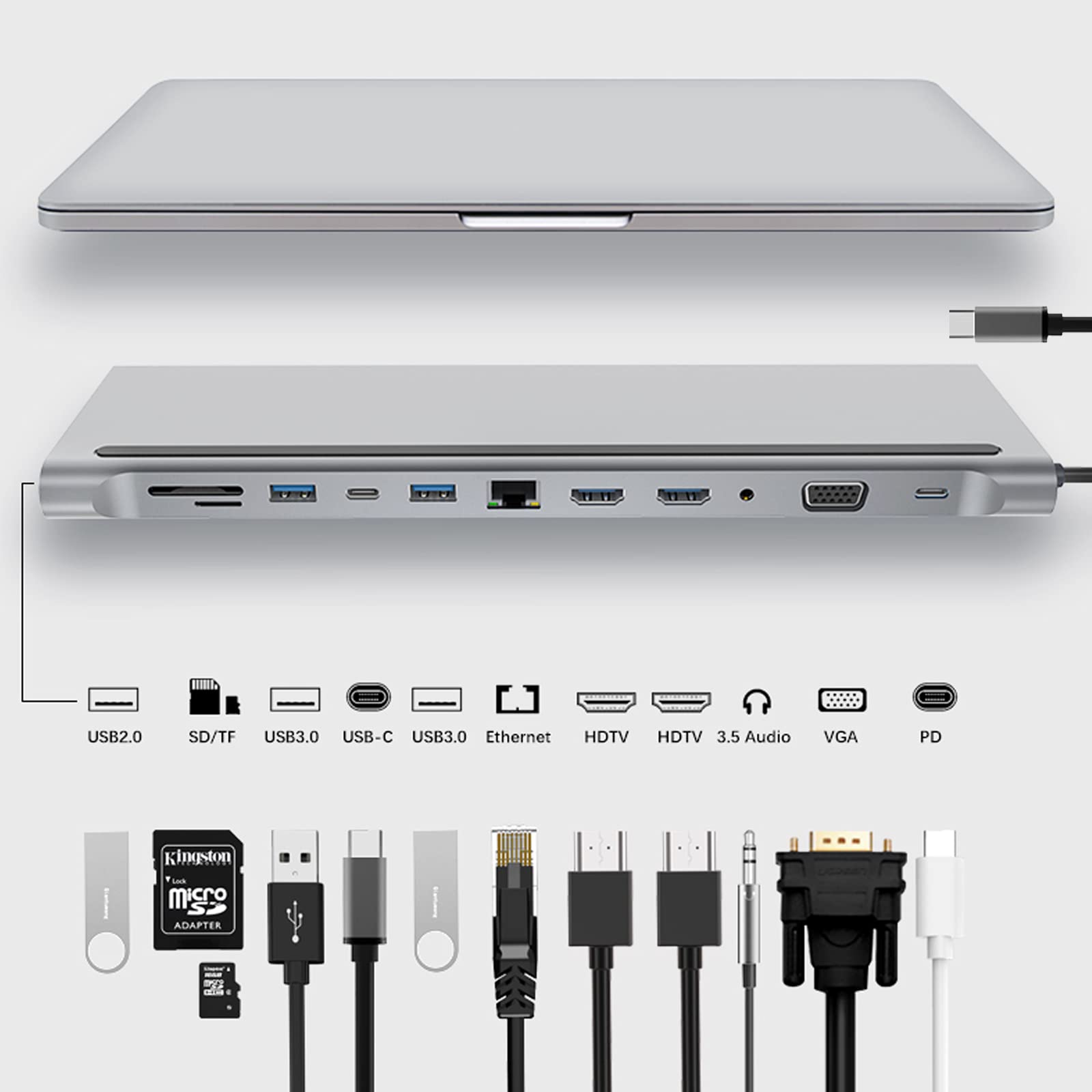 Mua USB C Hub Multiport Adapter 12 in 1, USB C Docking Station with USB ...