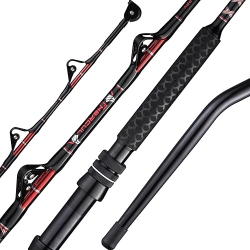 FISHAPPY Bent Butt Trolling Rod Saltwater Offshore Heavy Roller Rod Big ...