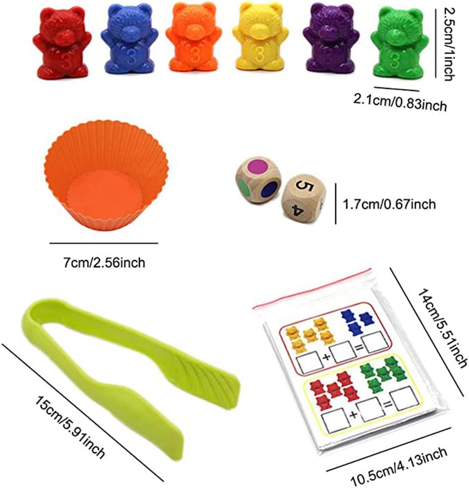 INTVN Rainbow Counting Bears, Colorful Counting Bears Set with Matching ...