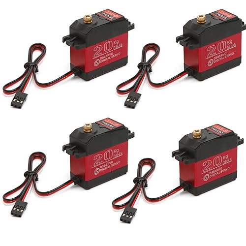 RCmall 4 Pack DS3218 20KG Metal Gear Digital Servo with 25T Servo Arm ...