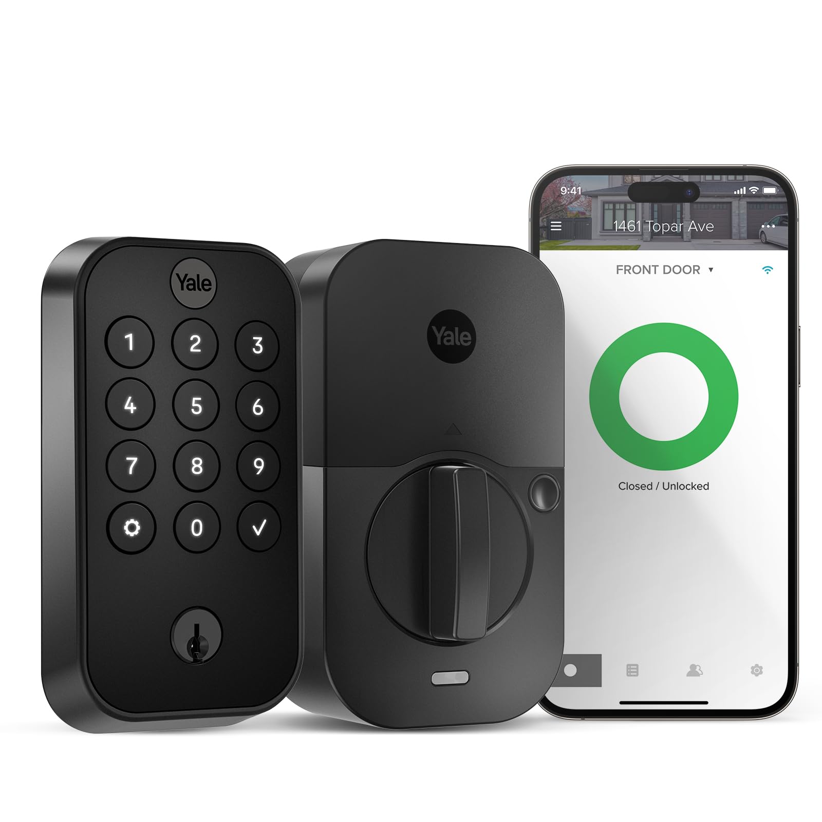 Yale Security Lock 2 with Wi-Fi, Black Connected Keypad Smart Lock for ...