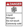 Vertical Danger Liquid Nitrogen Do Not Touch Extremely Cold ANSI Safety ...