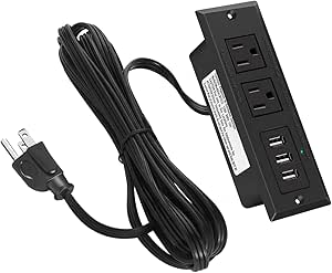 Amazon.com: Furniture Recessed Power Strip, Recessed Desk Outlet with 3 ...