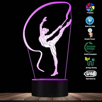 Rhythmic Gymnastics 3D Illusion Night Light Gymnastics Ribbon LED Desk ...