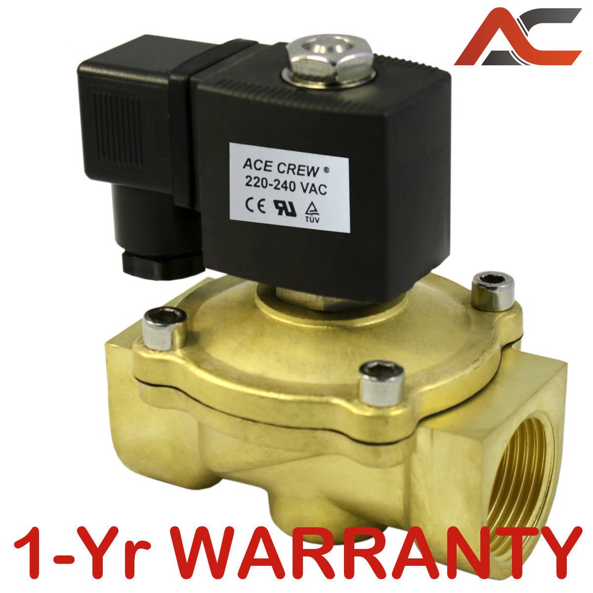 VITON 1/2 in 220V-240V AC Brass Solenoid Valve NPT Gas Water Air Normally Closed tillescenter ...