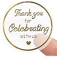 Amazon.com: 500pcs Gold 'Thank You' Celebration Stickers - 1.5in Round ...