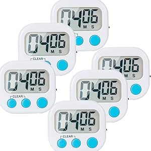 Amazon.com: 6 Pack Small Digital Kitchen Timer Magnetic Back and ON/Off ...