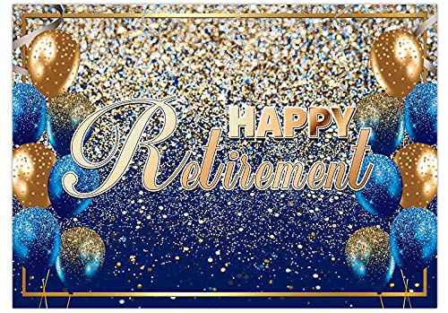 Buy Funnytree 7x5FT Happy Retirement Party Backdrop Royal Blue and Gold ...