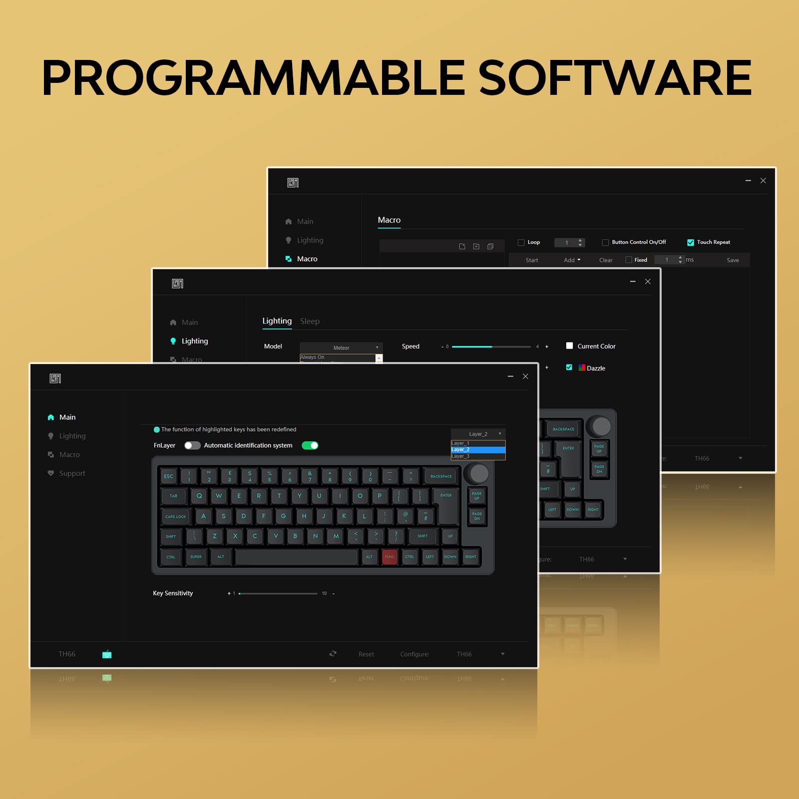 Epomaker TH66 PRO 65% Hot Swappable RGB 2.4GHz/Bluetooth 5.0/teclado de ...