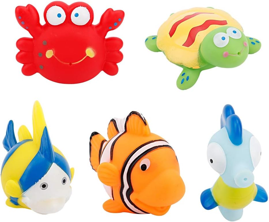 5pcs Baby Bath Toys Kids Cartoon Little Squirters Infant Water Tub Toy ...