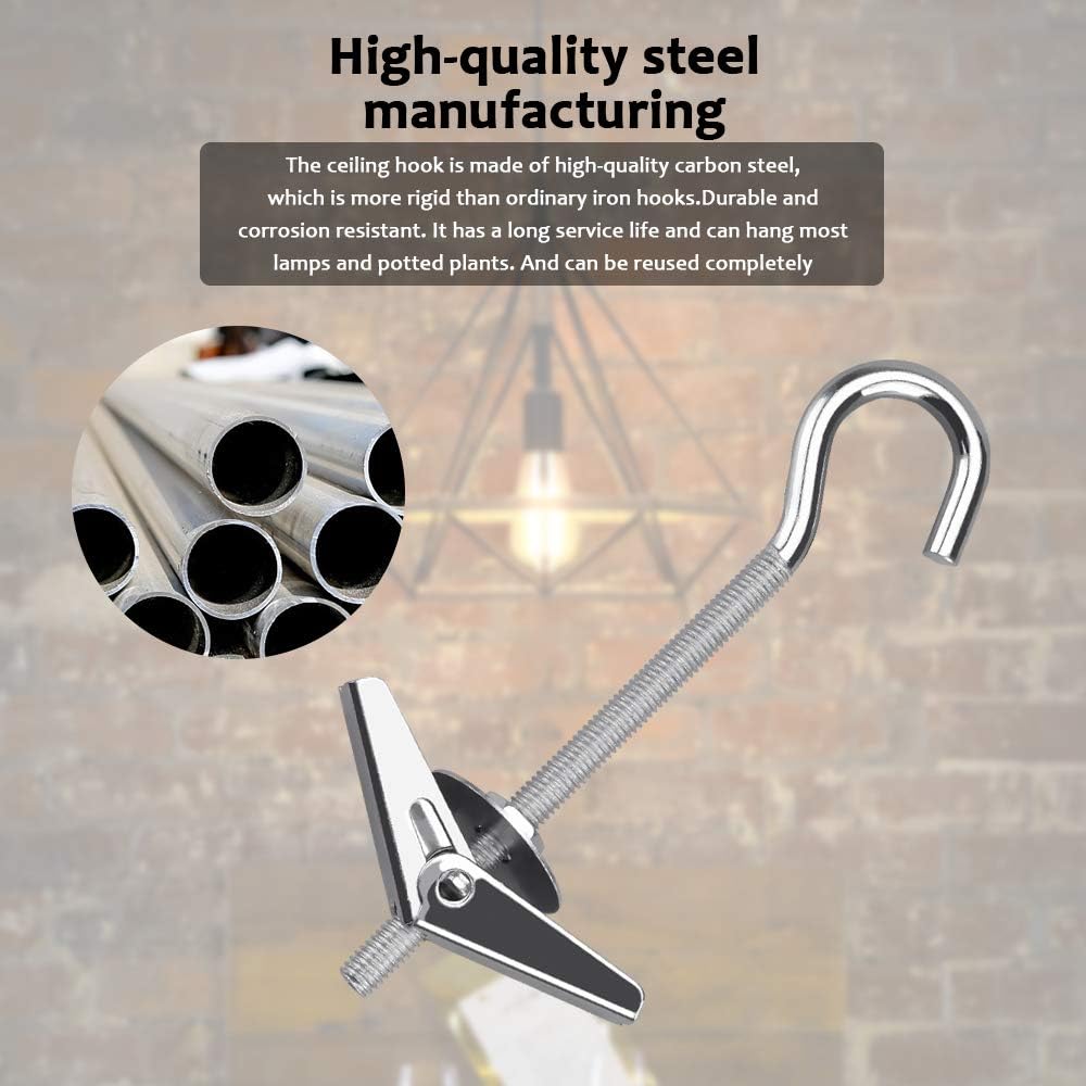 YOUKCDT 12 PCS Ceiling Hooks M5*90 Carbon Steel Hook Bolts Hanger ...
