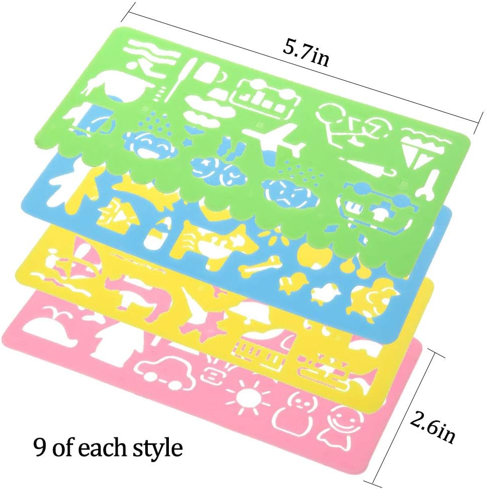 BESTZY 36 Pieces Plastic Stencils Drawing Stencil Set for Kids, Drawing ...