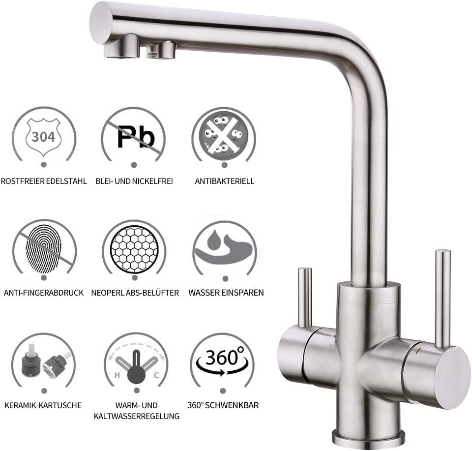 CREA 3 Way Kitchen Tap with Water Filter Way Drinking Water Kitchen ...