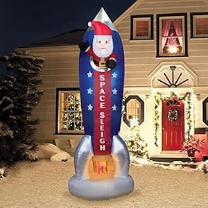 Amazon.com: 12 Ft "Space Sleigh" Santa Claus Rocket Ship Airblown ...
