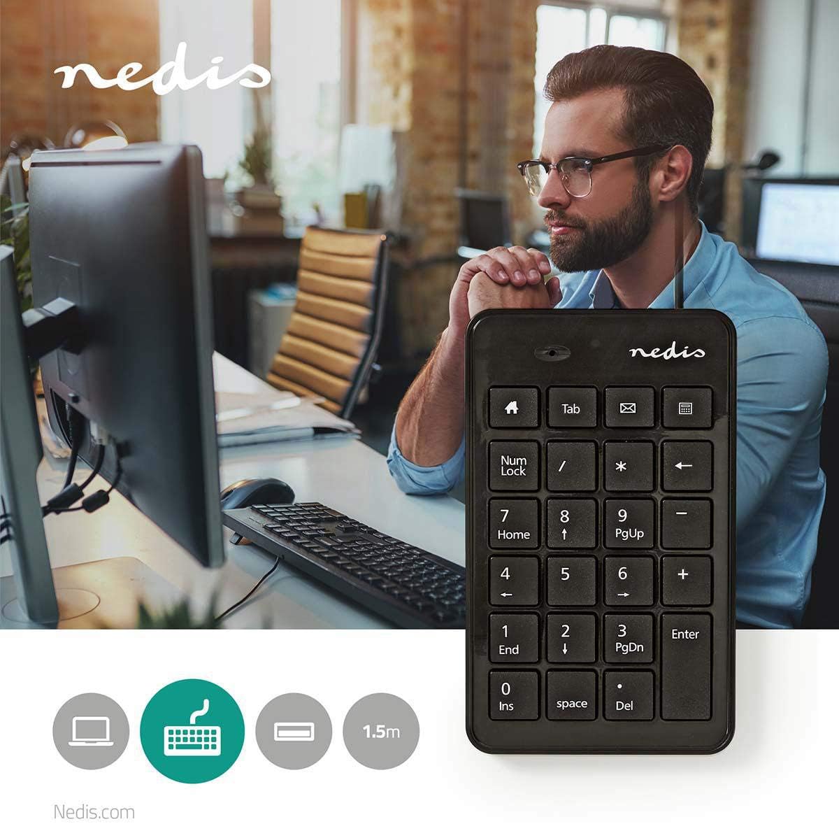 NEDIS Numeric Keypad Wired with USB Plug, Black – BigaMart