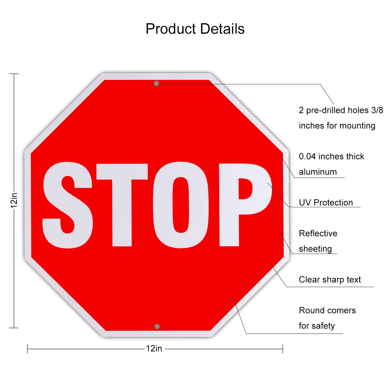 Mua Stop Sign, Street Slow Warning Reflective Signs, 12"x 12" Octagon ...