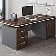 Amazon.com: LITFAD Wood Office Computer Desk with Cabinet and Locking ...
