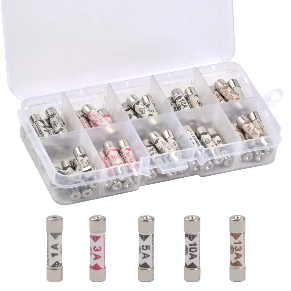 100Pcs 240V Volt Household Mains Plug Fuse 6.3×25 mm/0.25x1Inch BS1362 ...