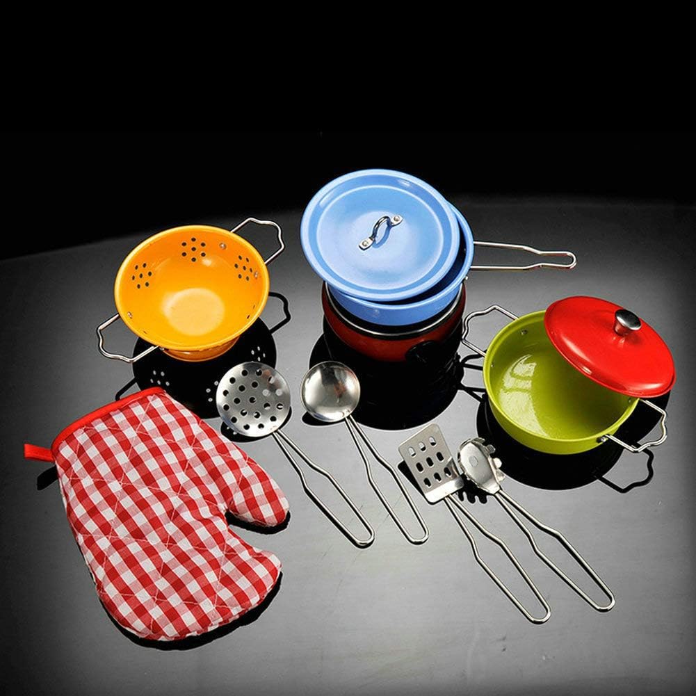 ZCOINS Children's Kitchen Play Set, Colourful Stainless Steel Play Pans ...
