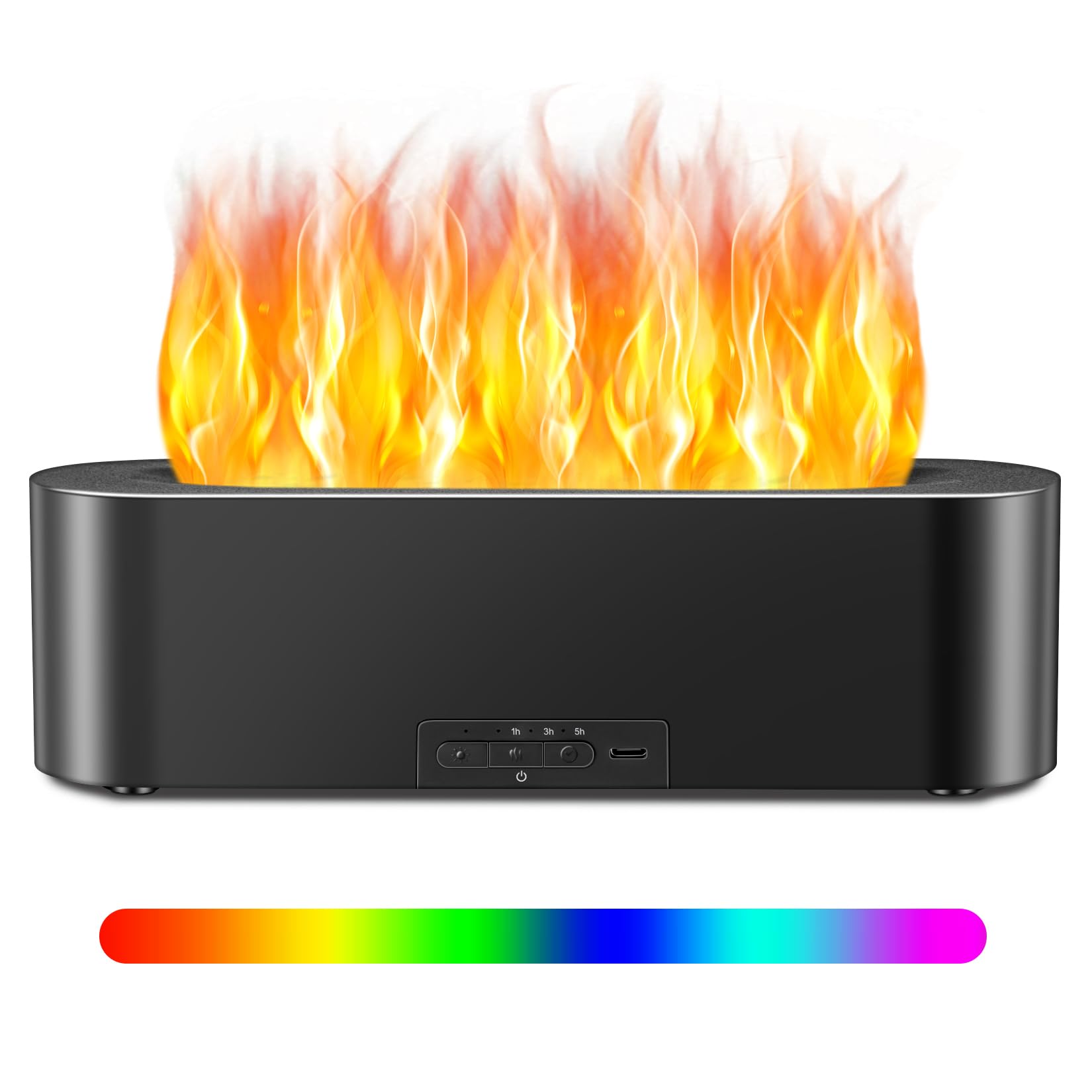 Timeable Flame Air Humidifier, Upgrade 7 Color Flame Fire Lights ...