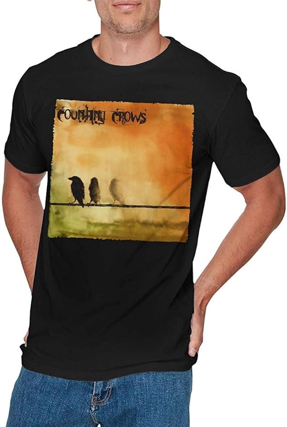 Mens Funny Counting?Crows T-Shirts Black: Amazon.co.uk: Clothing