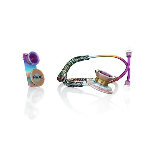 MDF Instruments MD One Epoch Lightweight Titanium Stethoscope + MDF Pediatric Attachment w/Clip ...