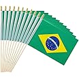 Amazon.com : Ckexin 25Pack Small Brazil Flag Handheld Mini Brazilian ...