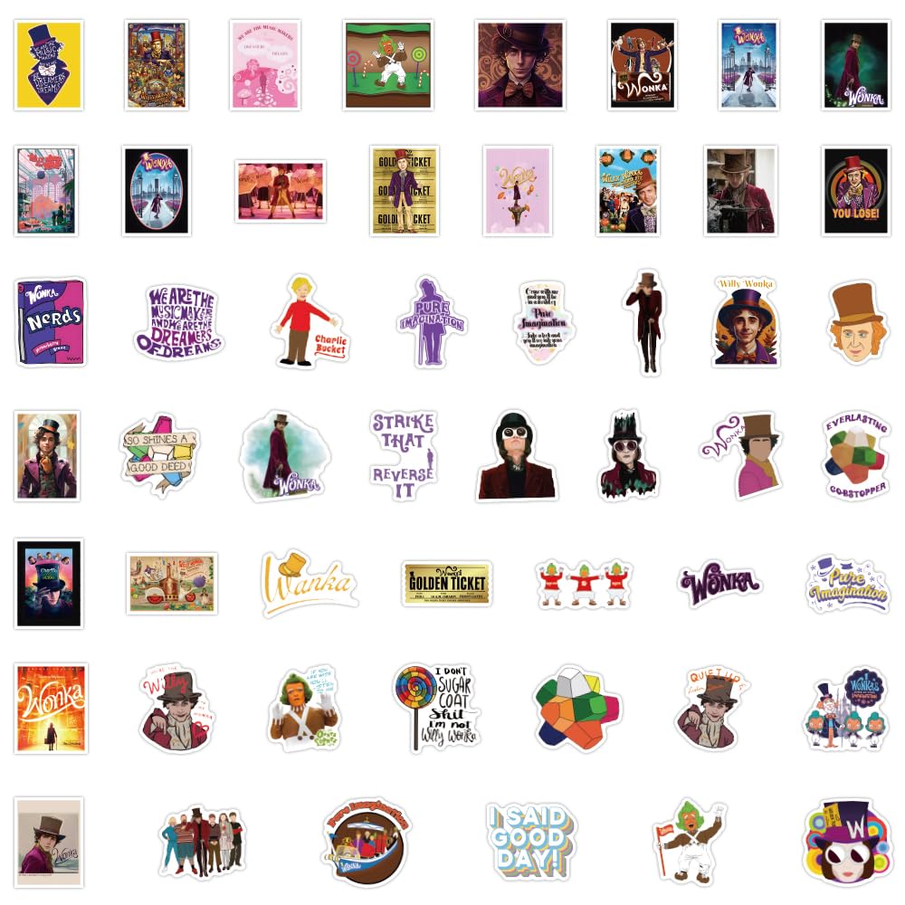 Mua 52 Pcs Wonka Movie Stickers Waterproof Vinyl Stickers for Water ...