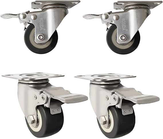 LYBC 50mm Rueda pivotantes,TPR Ruedas giratorias con Freno,Ruedas para ...