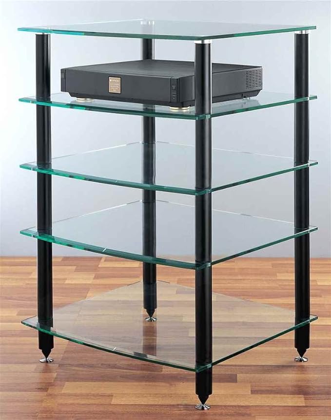 Amazon.com: VTI 5 Shelf Black Glass Audio Rack-Black - Black: Kitchen ...