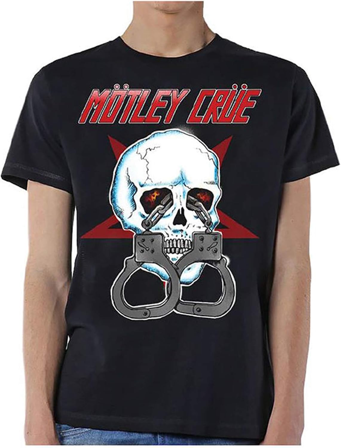 Motley Crue Skull Cuffs 2 Official Tee T-Shirt Mens Unisex (X-Large ...