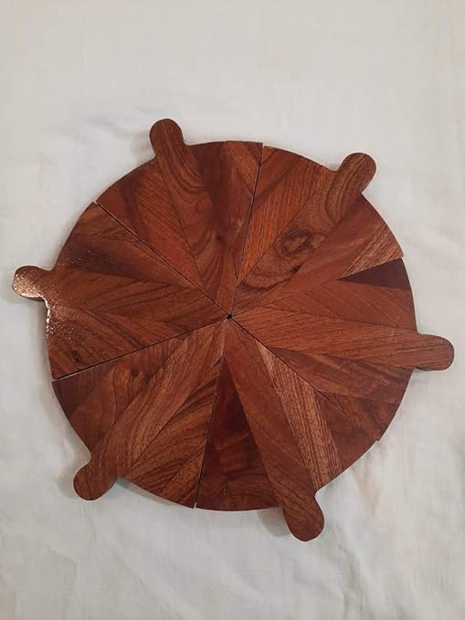 Buy Wood Work Pizza Platter / six Plate Pizza Platter /Wooden Pizza ...