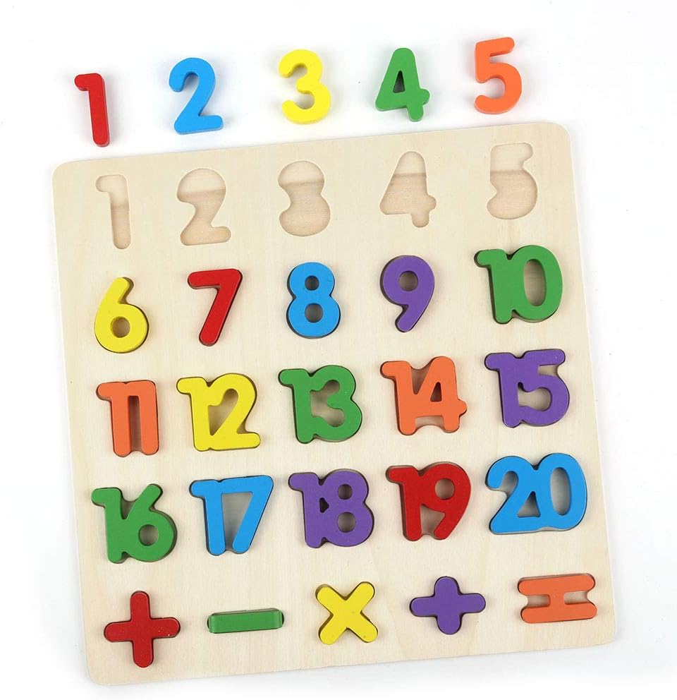 AiTuiTui Wooden Numbers Puzzle Board, 1-20 Numbers&Arithmetic Kids ...