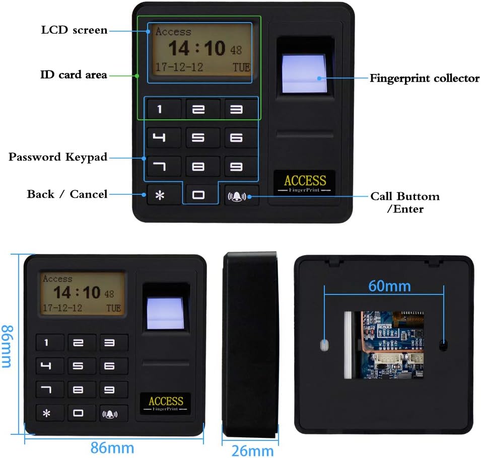 FST Fingerprint Door Access Control System Biometric RFID Keypad + 12V ...