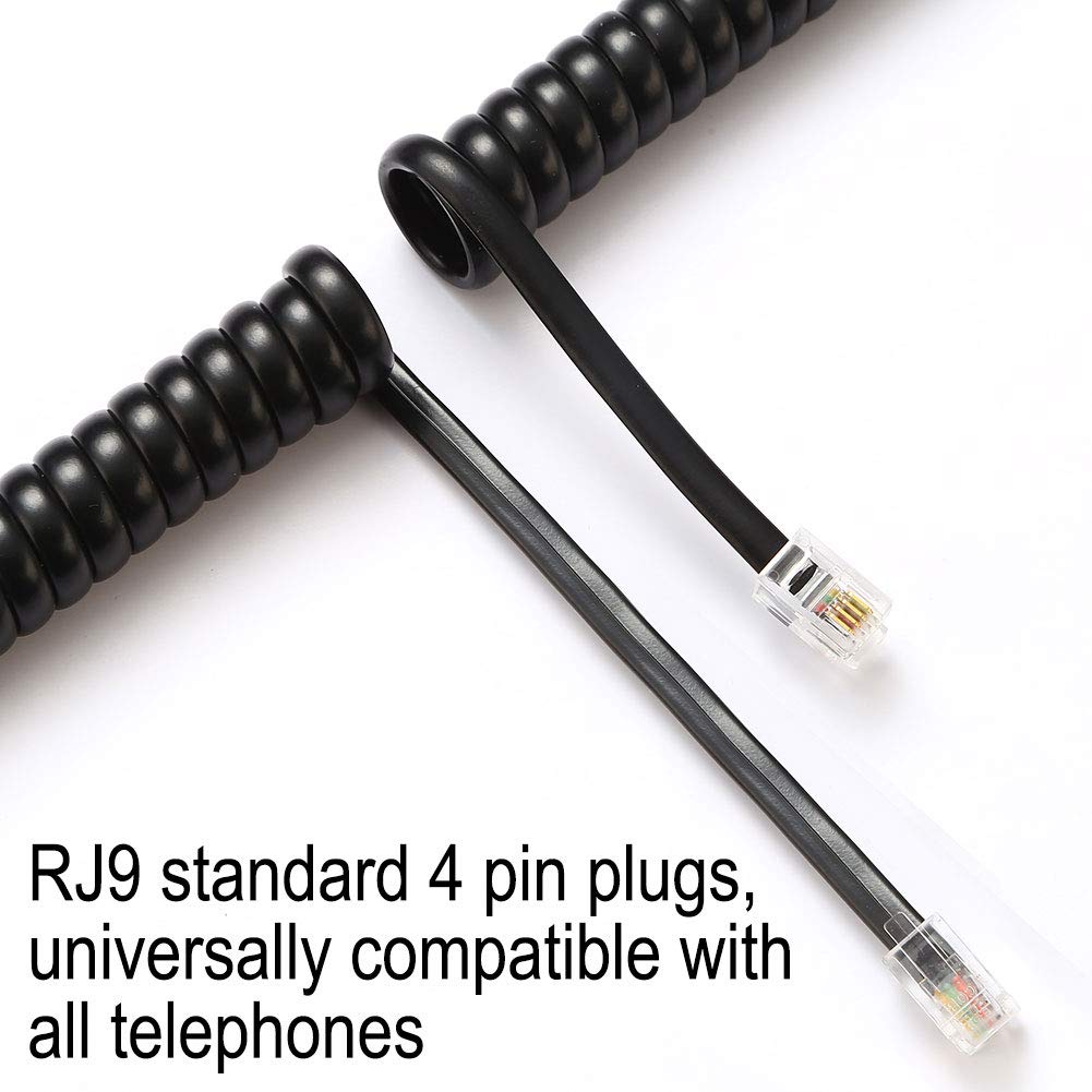 Telephone Cord, Phone Cord, Handset Cord, Black, 2 Pack, Universally ...
