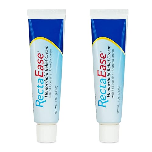 RectaEase (2 Pack) 5% Lidocaine Hemorrhoid Relief Cream 1 oz Tube ...