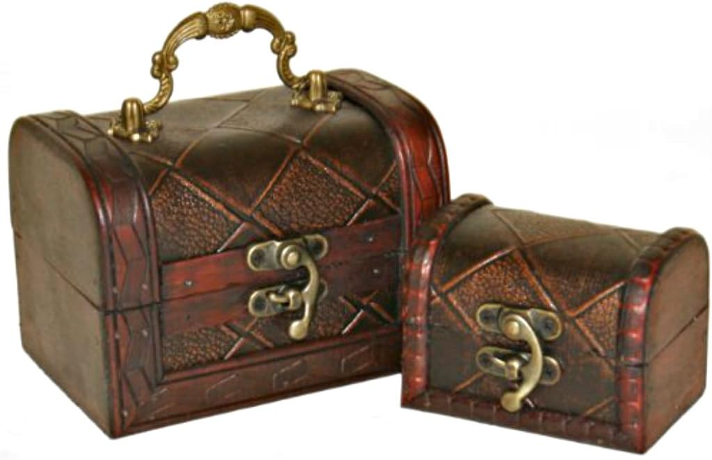 Set of 2 Decorative Rustic Wooden Colonial Style Diamond Checked Pirate ...