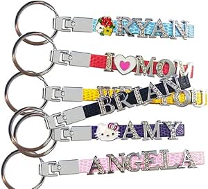 Amazon.com: Personalized Rhinestone Key Chain, Name Keychain, Custom ...