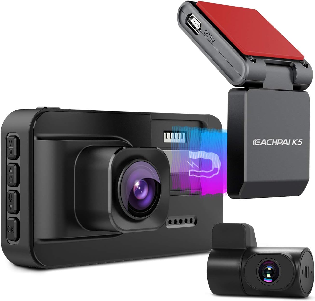 EACHPAI K5 Dual Lentille Caméra de Voiture, Caméra de bord 4K WIFI pour ...
