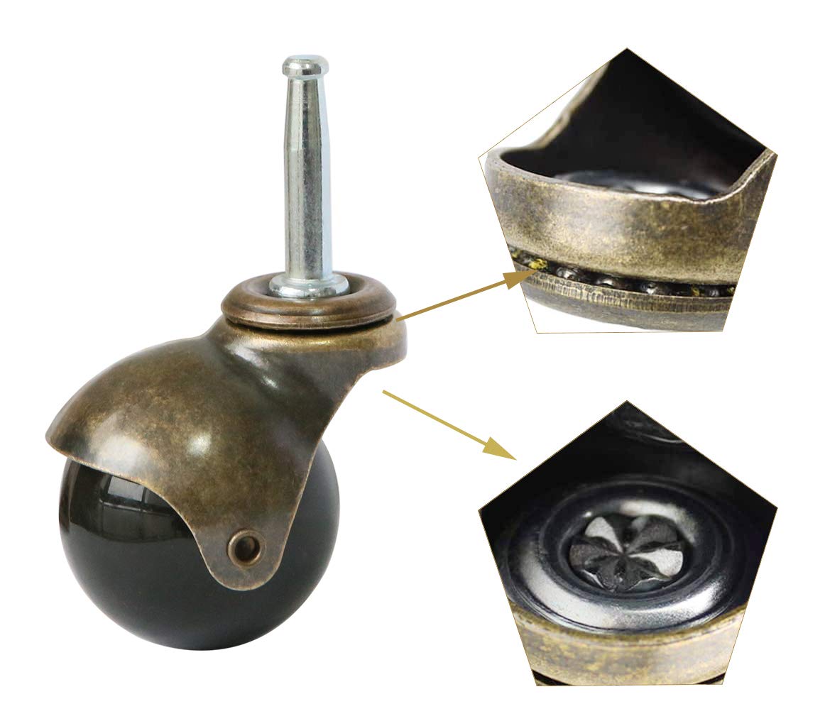 AAGUT Antique Casters Gold Ball Caster 2″ with Stem Socket Replacement ...
