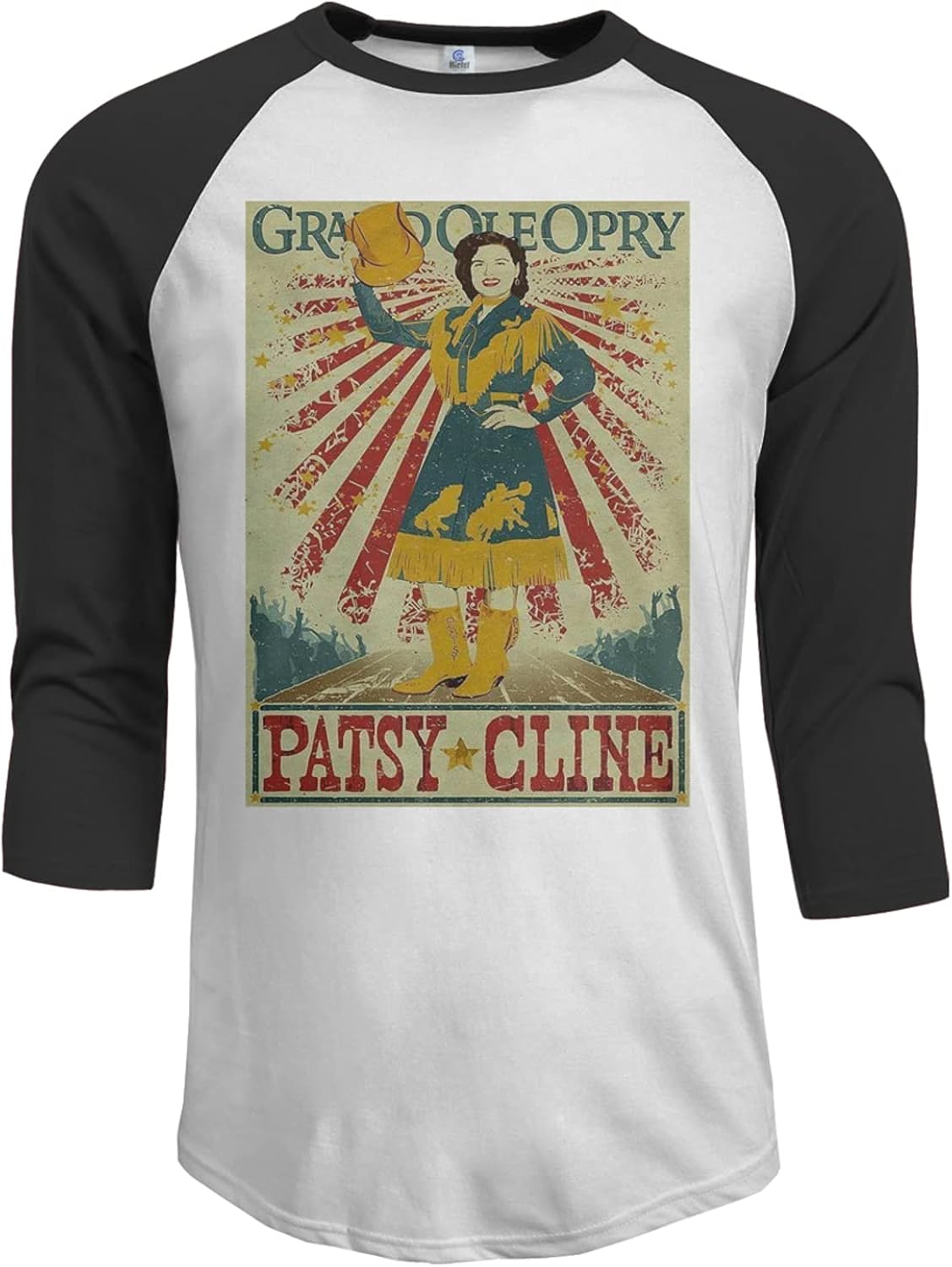 Qienmryt Patsy Cline Men's Casual Vintage 3/4 Raglan Sleeve Baseball ...