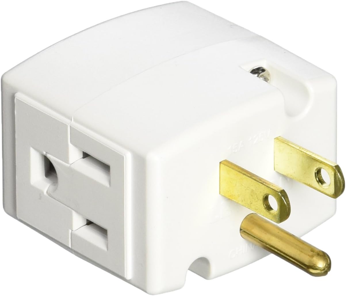 Leviton 692-W 15 Amp, 125 Volt, Triple Cube Grounding Adapter, White ...