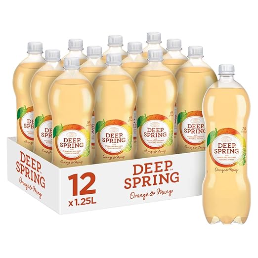 Deep Spring Sparkling Mineral Water Orange Mango, 12 x 1.25 L: Amazon ...