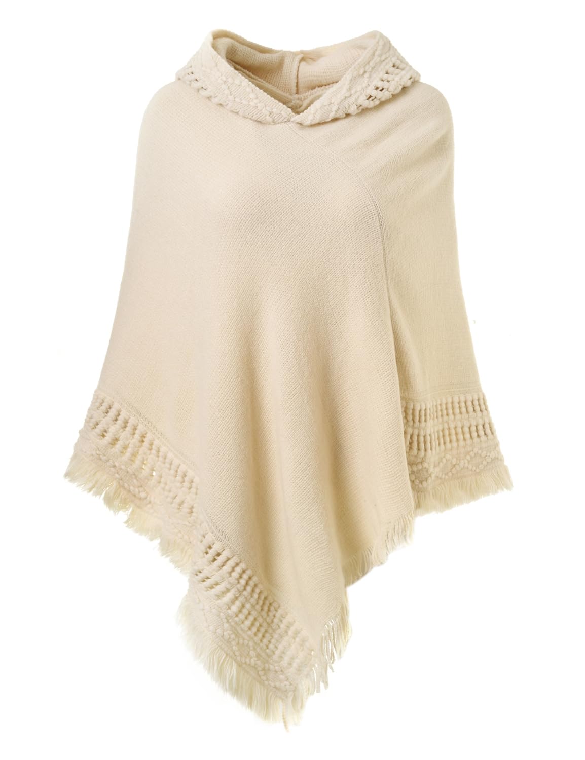 Ferand Ladies' Hooded Cape with Fringed Hem, Crochet Poncho Knitting ...