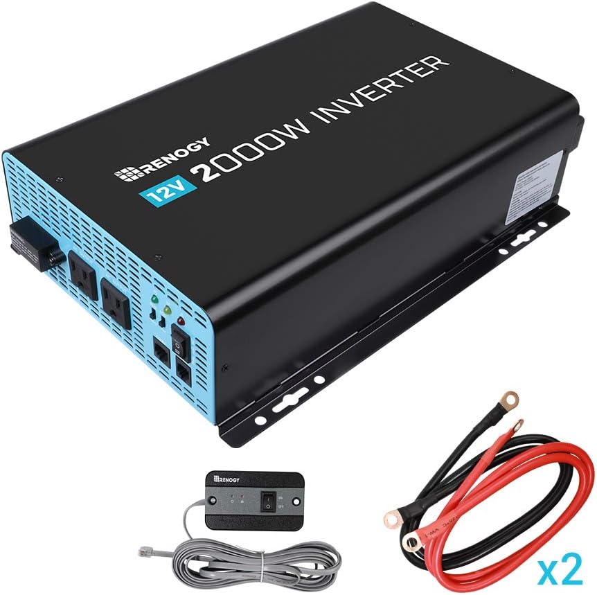 Renogy 2000W Power Inverter 12VDC to 120VAC Pure Sine Wave with Special ...