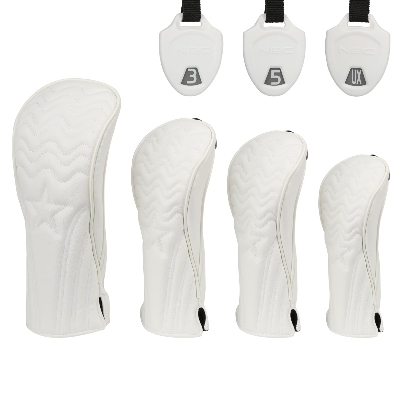Golf Club Head Covers - 4pcs PU Leather Stars Golf Headcovers for Woods ...
