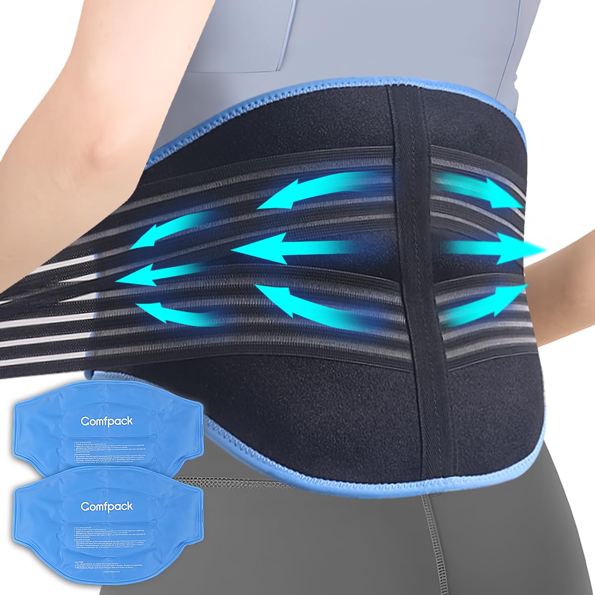 Comfpack Ice Pack for Lower Back Pain Relief with Compression, 2 Packs ...