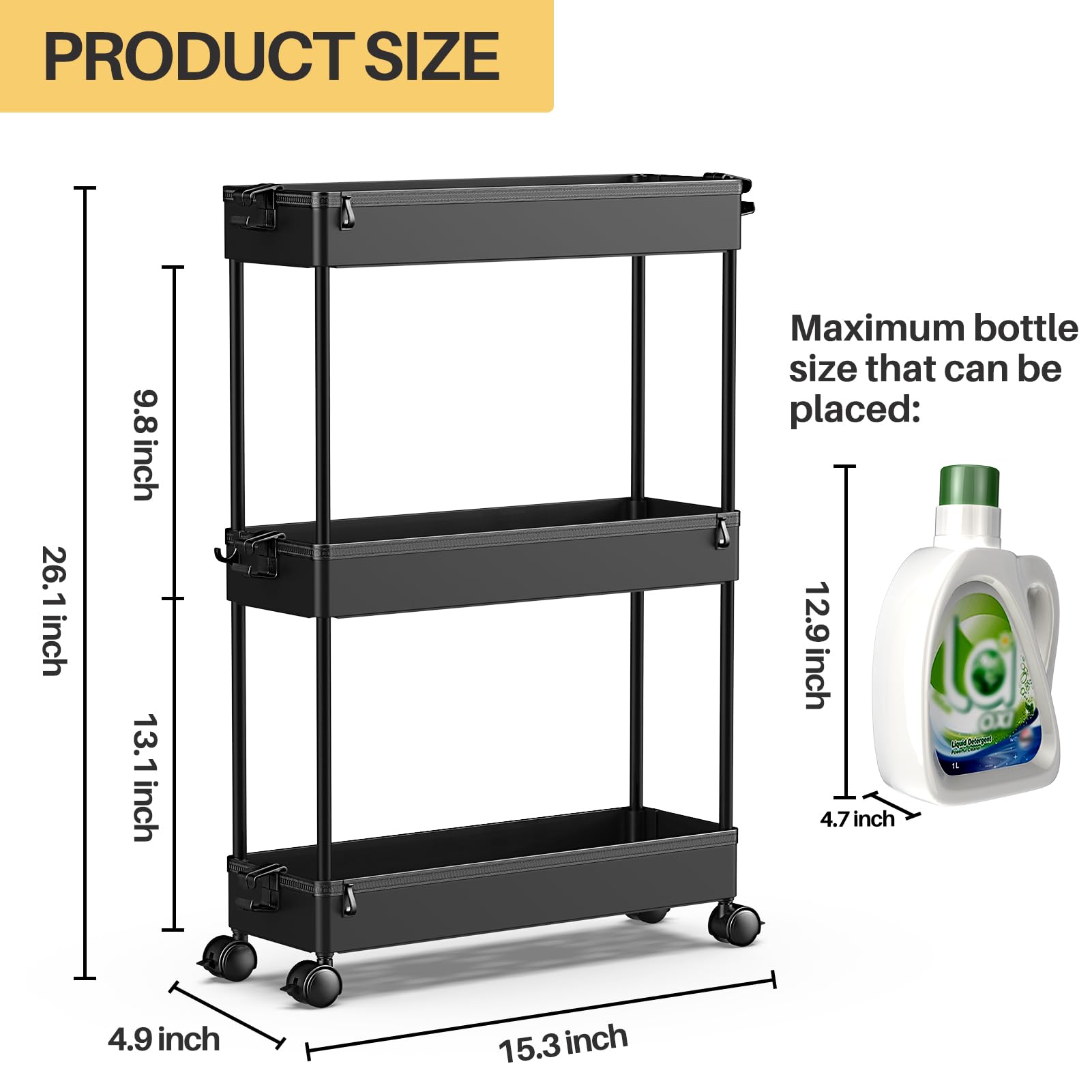 Mua SPACEKEEPER Slim Rolling Storage Cart, 3 Tier Bathroom Storage ...