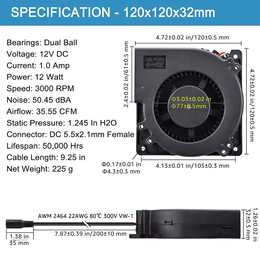 Mua GDSTIME 120mm Blower Bundle | 120V AC Powered Blower Fan with Speed ...